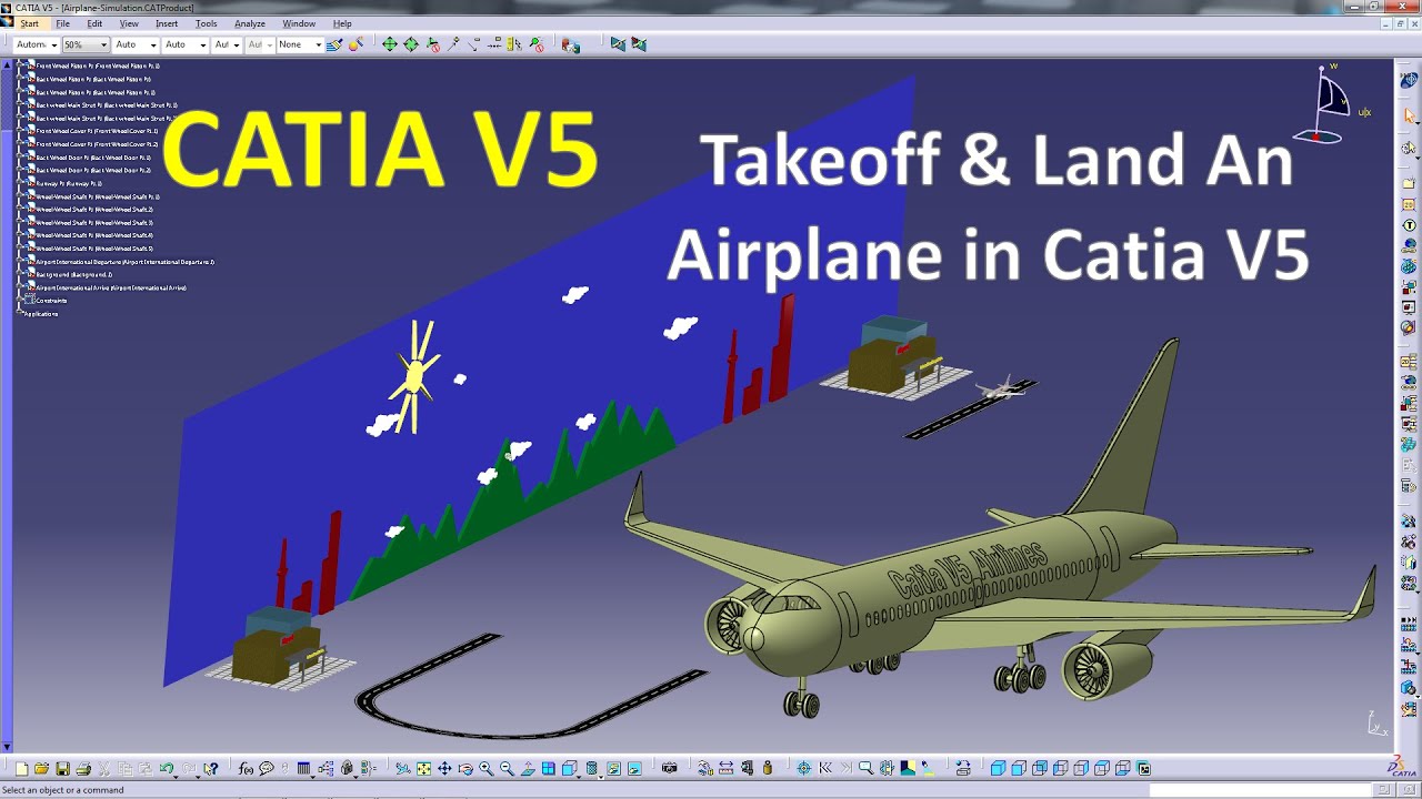 Catia V5 - Takeoff & Land an Airplane In Catia V5 - YouTube