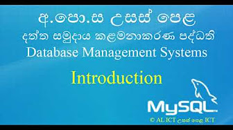 AL Database Management Systems Sinhala - අ.පො.ස.උසස් පෙළ ICT - YouTube