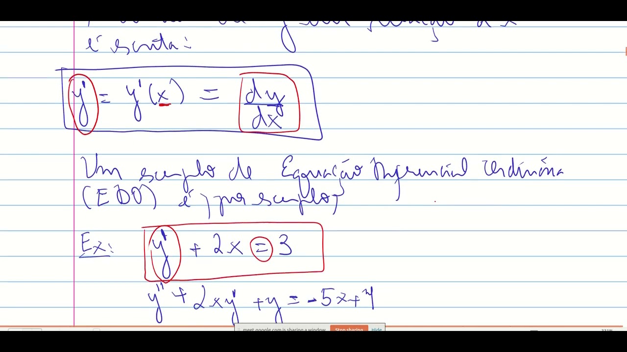 Aula 1 Equações Diferenciais Ordinárias Youtube