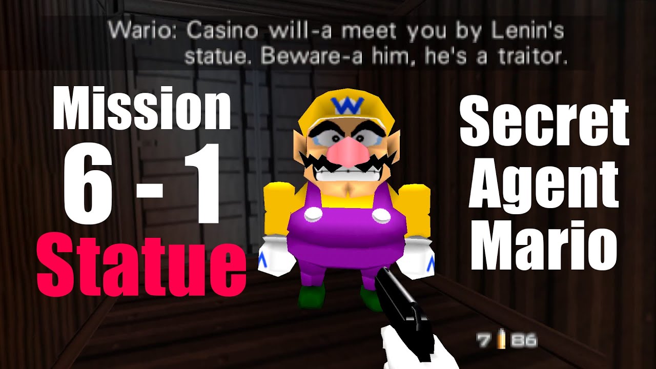 Secret Agent Mario on Mission 6-1 Statue in GoldenEye 00M - YouTube