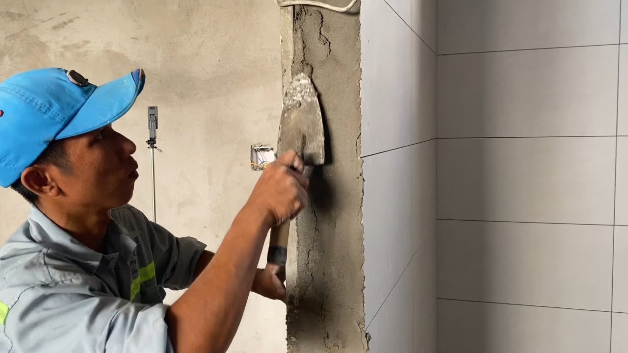 How to Plaster The Wall to Create Square Corner for The Bathroom with ...