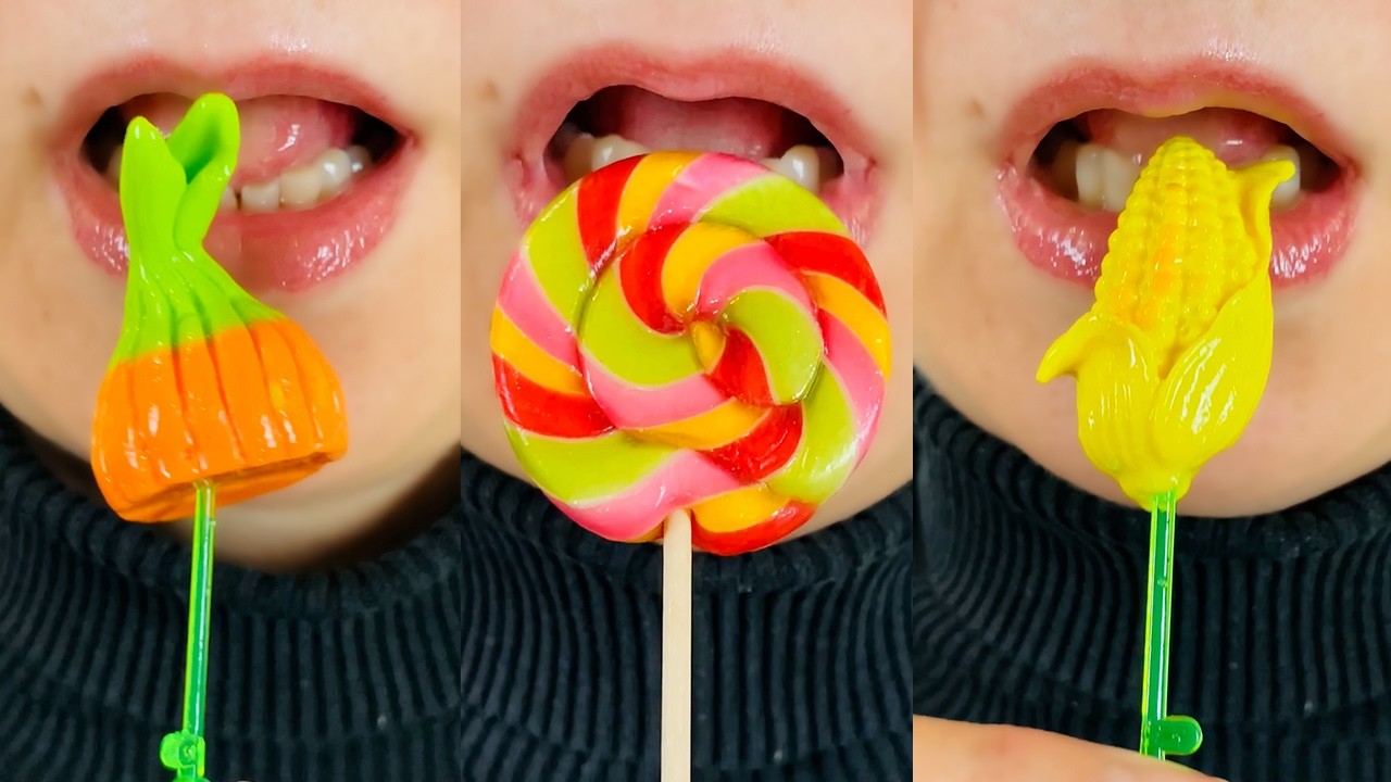 asmr LOLLIPOPS JELLY CANDIES food eating sounds mukbang - YouTube