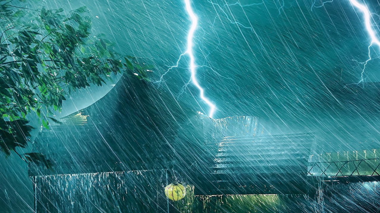 Stormy Night to Sleep Instantly ⛈⛈ Terrible Hurricane Rain, Huge ...
