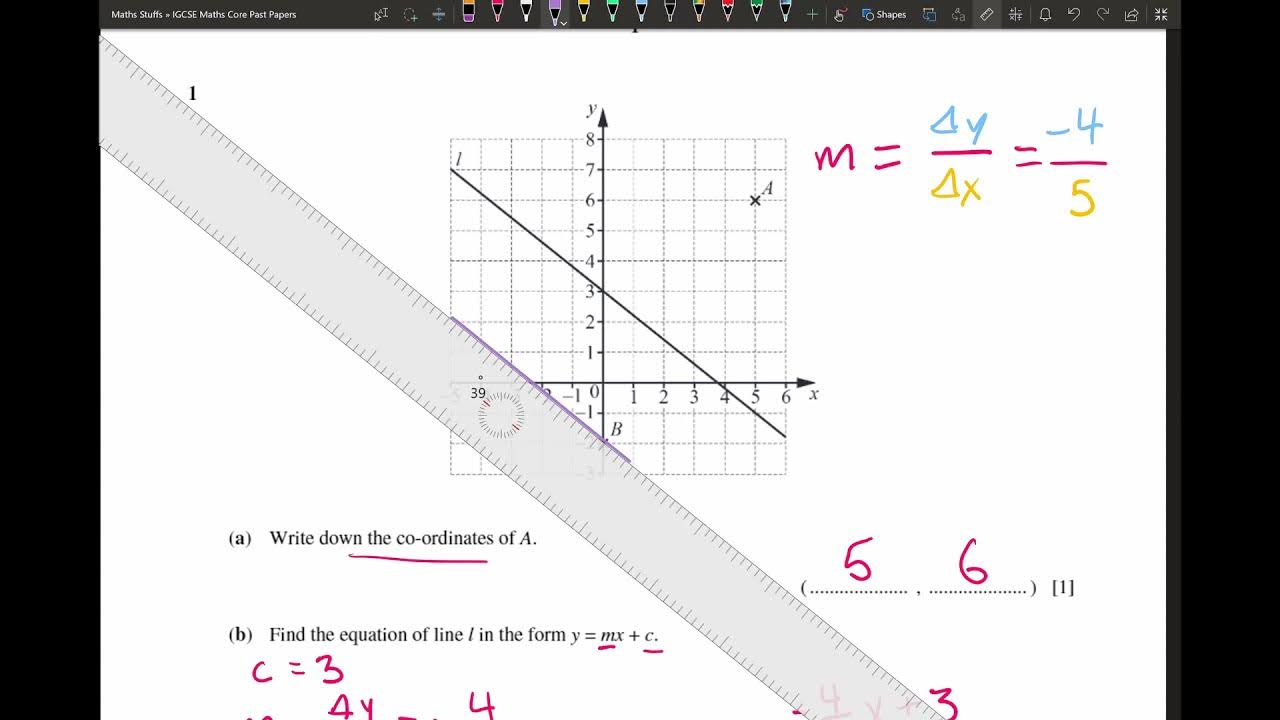 IGCSE Maths Core - Past Paper - Linear Equations and Graphs - YouTube
