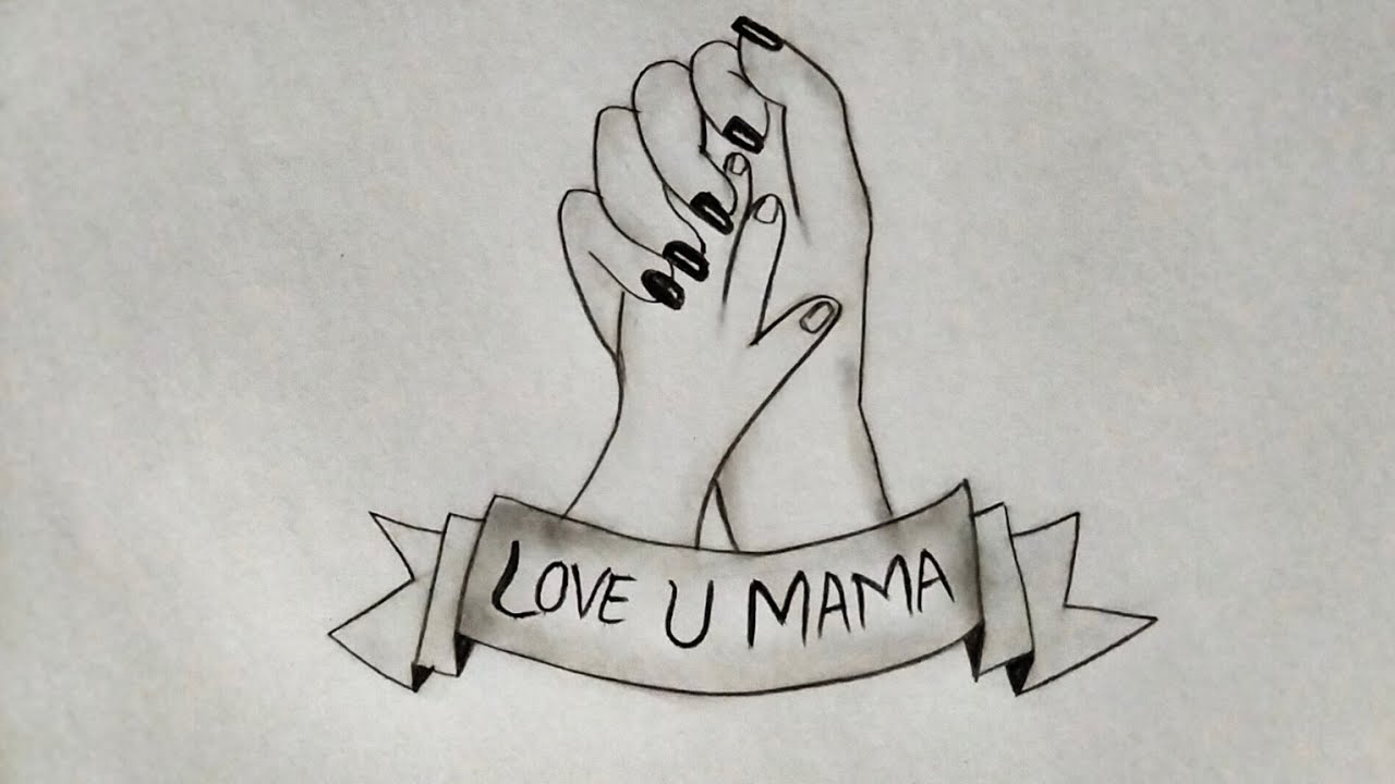 How to draw Mother holding baby hand || Easy drawing tutorial for ...