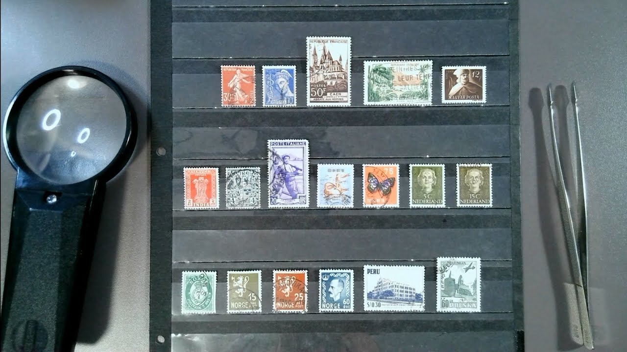 Identifying Stamps from different countries. Sorting through stamps ...