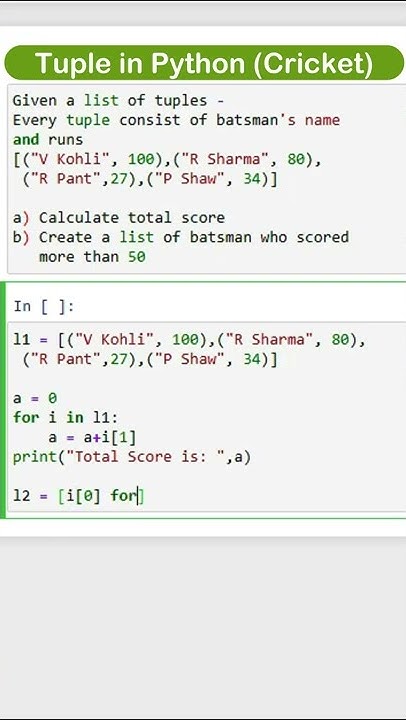 Cricket Score Tuple In Python Tuple In Python Tuple Is Immutable Shorts Python Ytshorts