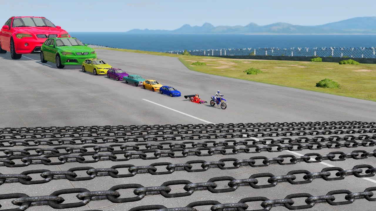 10 Giant Chains Vs Giant & Small Cars & Motorcycle - What happen?⏩ ...