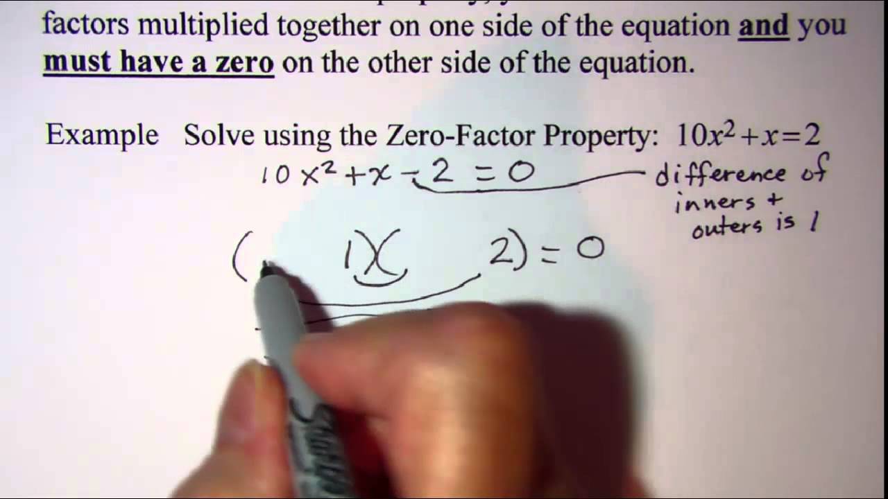 Solving A Quadratic Equation Using The Zero Factor Property YouTube