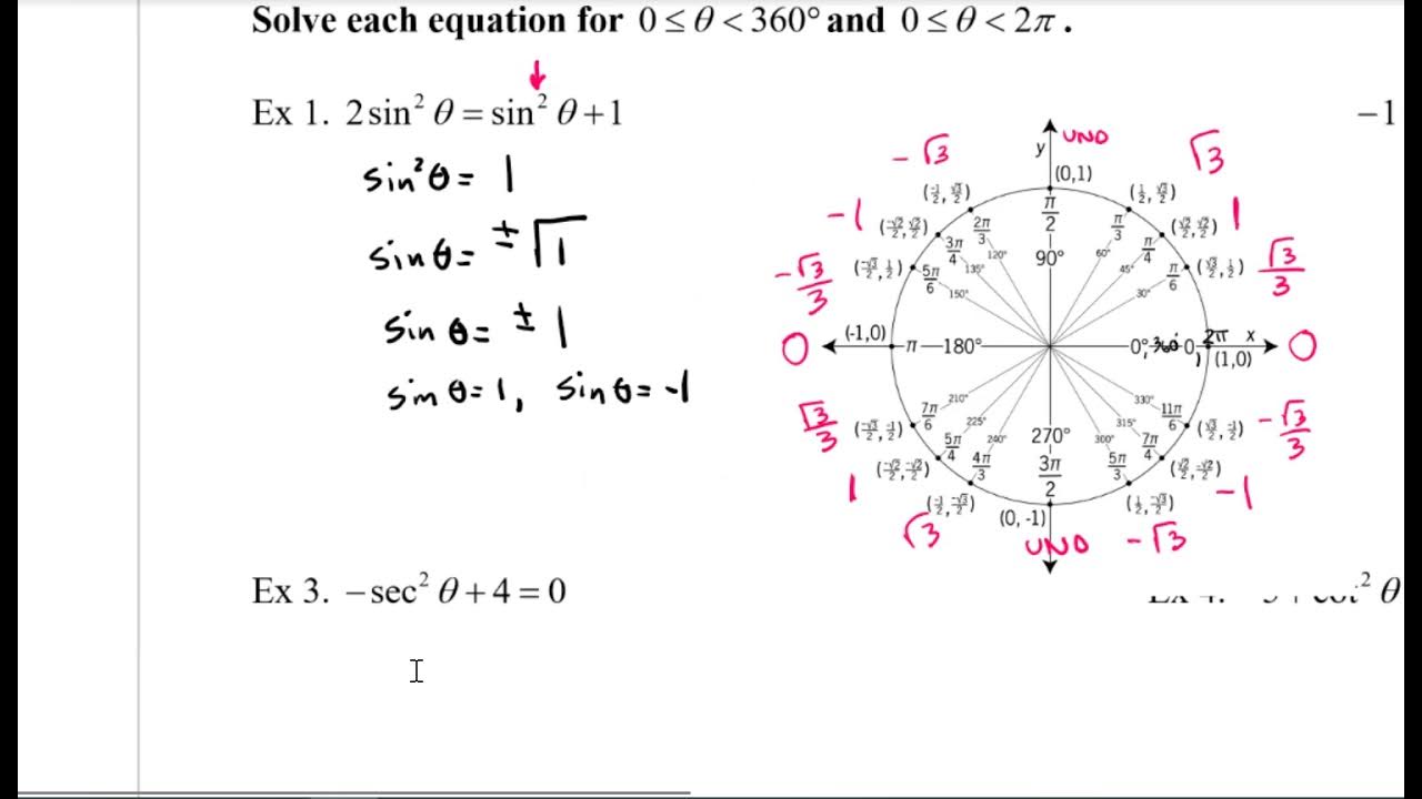 7-2 Solving Trig Equations By Taking Square Roots Part 1 - YouTube