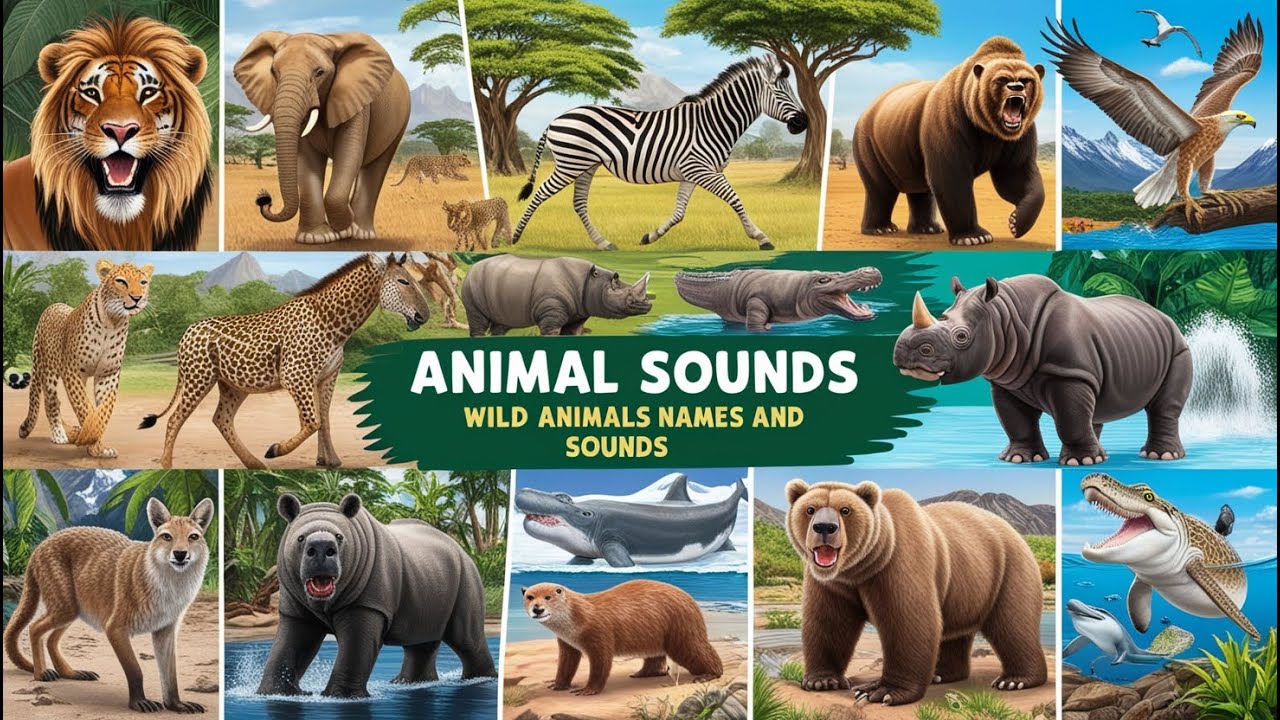 Animal Sounds Song | Wild Animals Names And Sounds For Kids | Animals ...