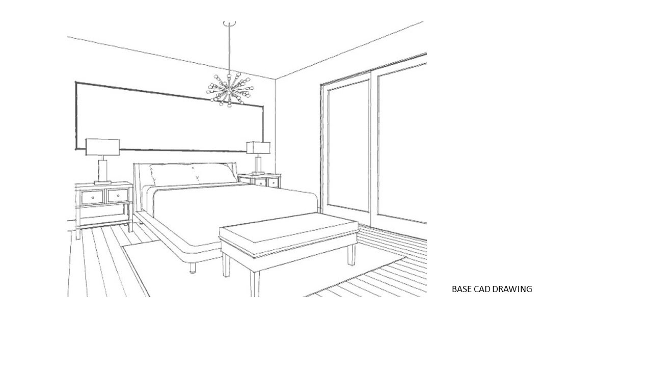 INT230 Two Point Perspective Hotel Room Over CAD - YouTube