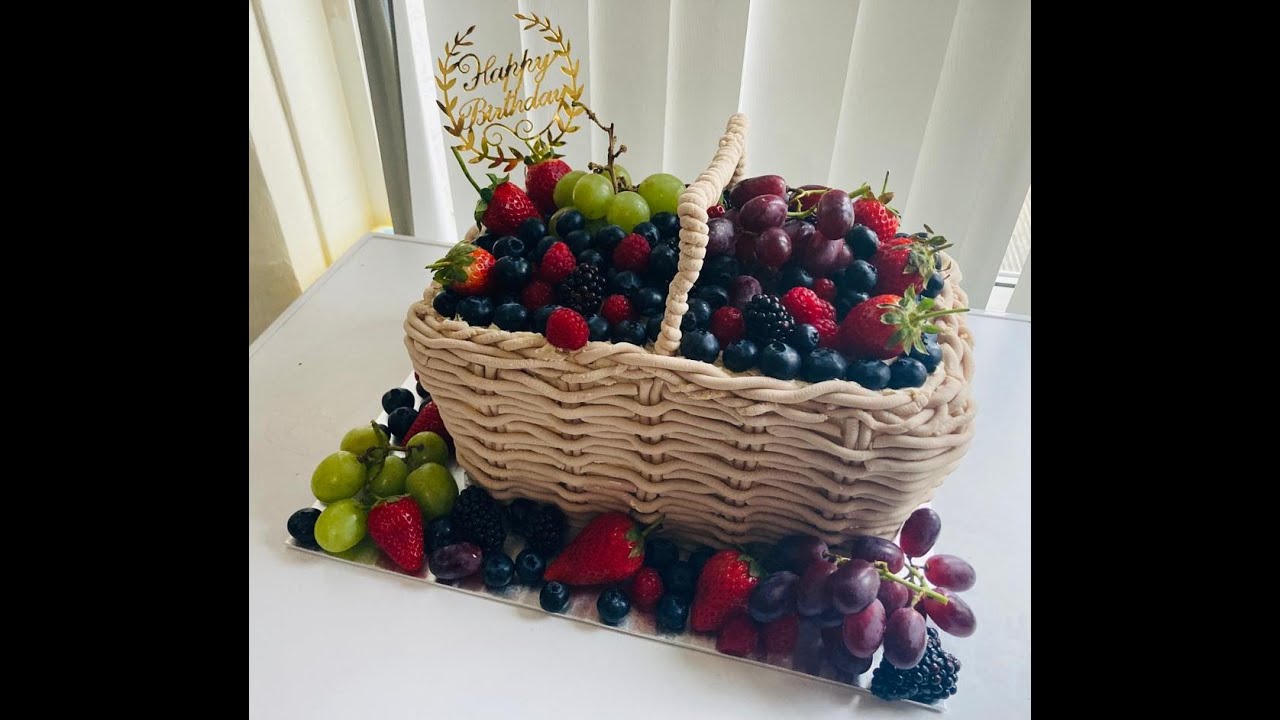 Fruit Basket Cake | Fondant Basket Weave Effect Cake - YouTube