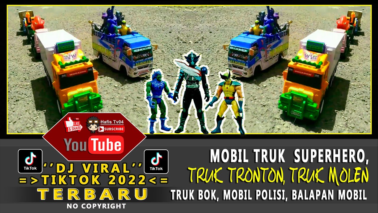 BALAPAN TRUK OLENG SUPERHERO dengan Truk Tronton,Truk boks,Jeep, Beko ...