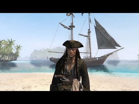 Captain Jack Sparrow + Pirate Schooner + Single NPC Sword & Pistol (Mod) AC Black Flag