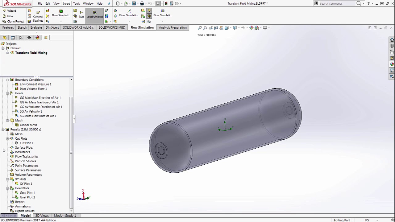 SOLIDWORKS Flow Simulation Fluid Mixing Transien - YouTube