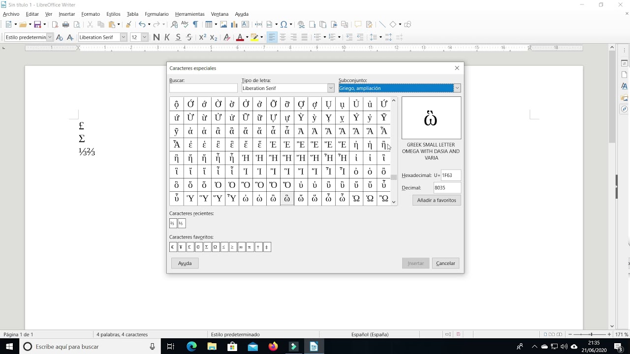 Insertar Símbolo Writer - YouTube
