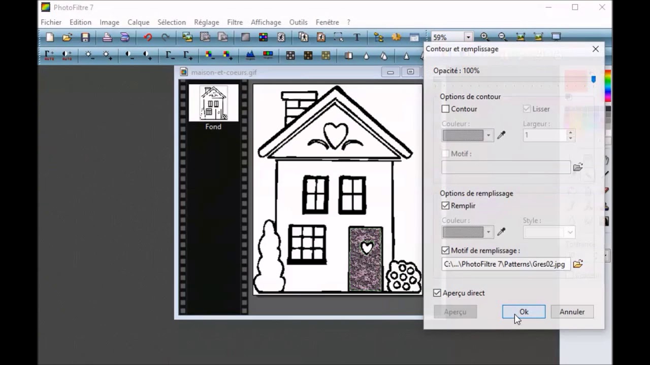 Appliquer une texture - le remplissage avec photofiltre - YouTube