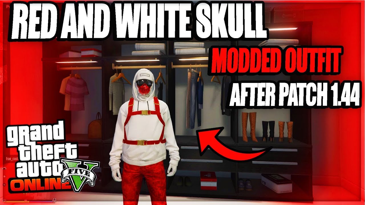 GTA 5 Red And White Skull Modded Outfits Online (Skull Modded Outfits ...