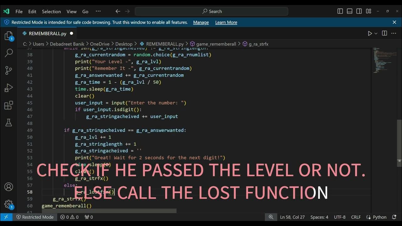 Make a memory testing game in python! Easy 60 line program. - YouTube