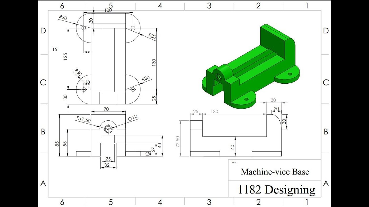 CAD tutorial machine bench vise Base, Part-1 - YouTube
