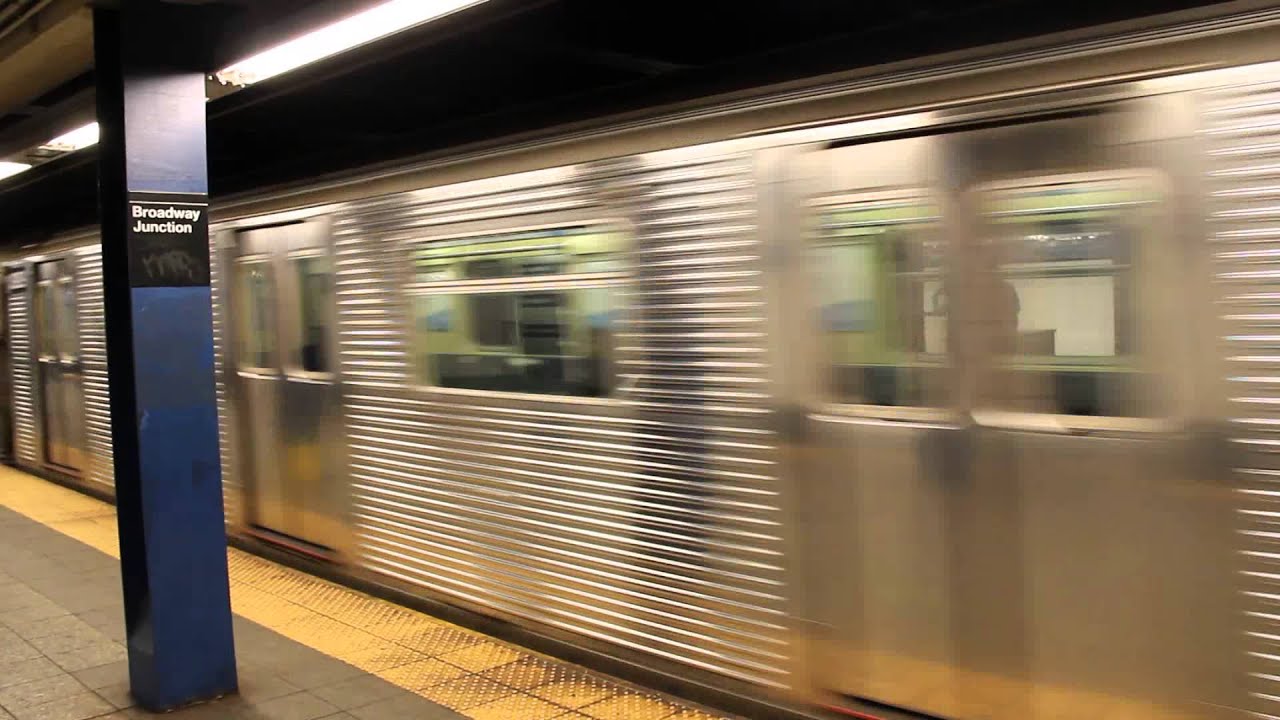 R32 (A) Train Departs Broadway Junction - YouTube