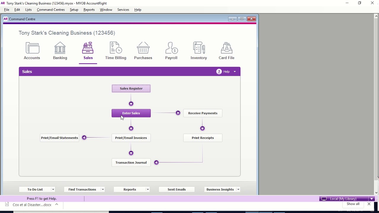 MYOB Practice Exercise Windows Part 5 - YouTube