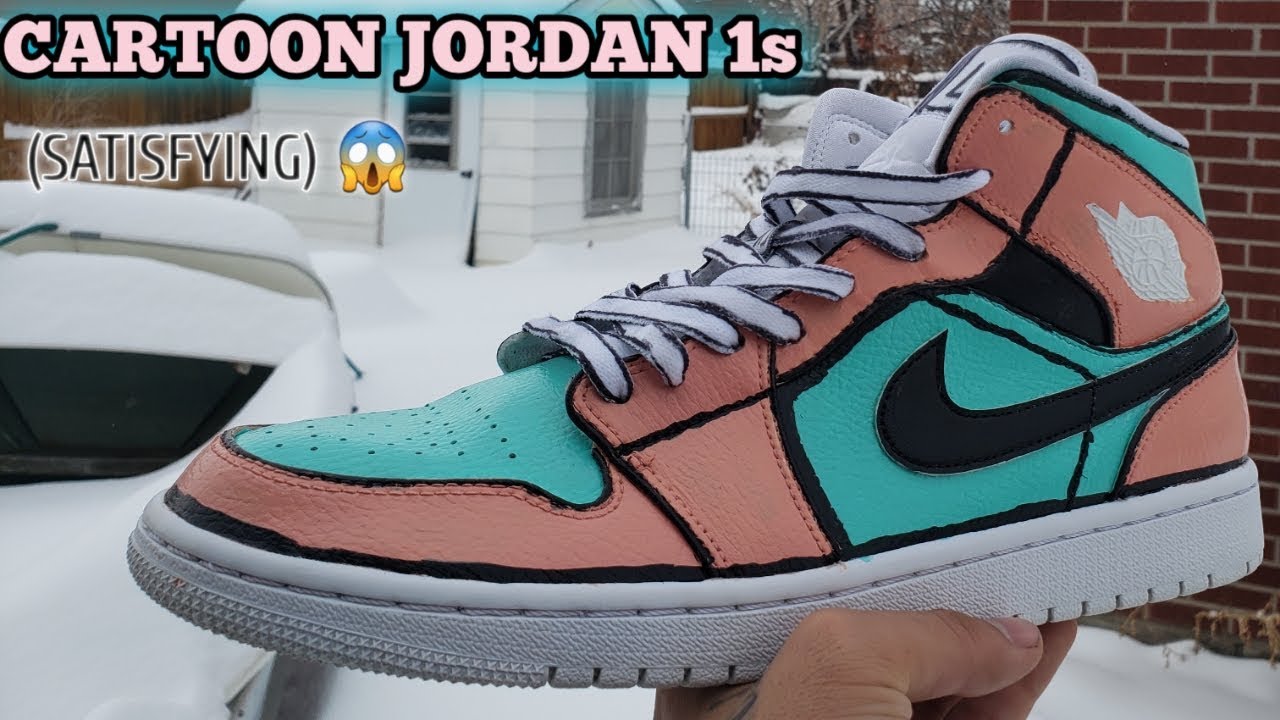 CUSTOM CARTOON JORDAN 1s! (SATISFYING) 🖌 - YouTube