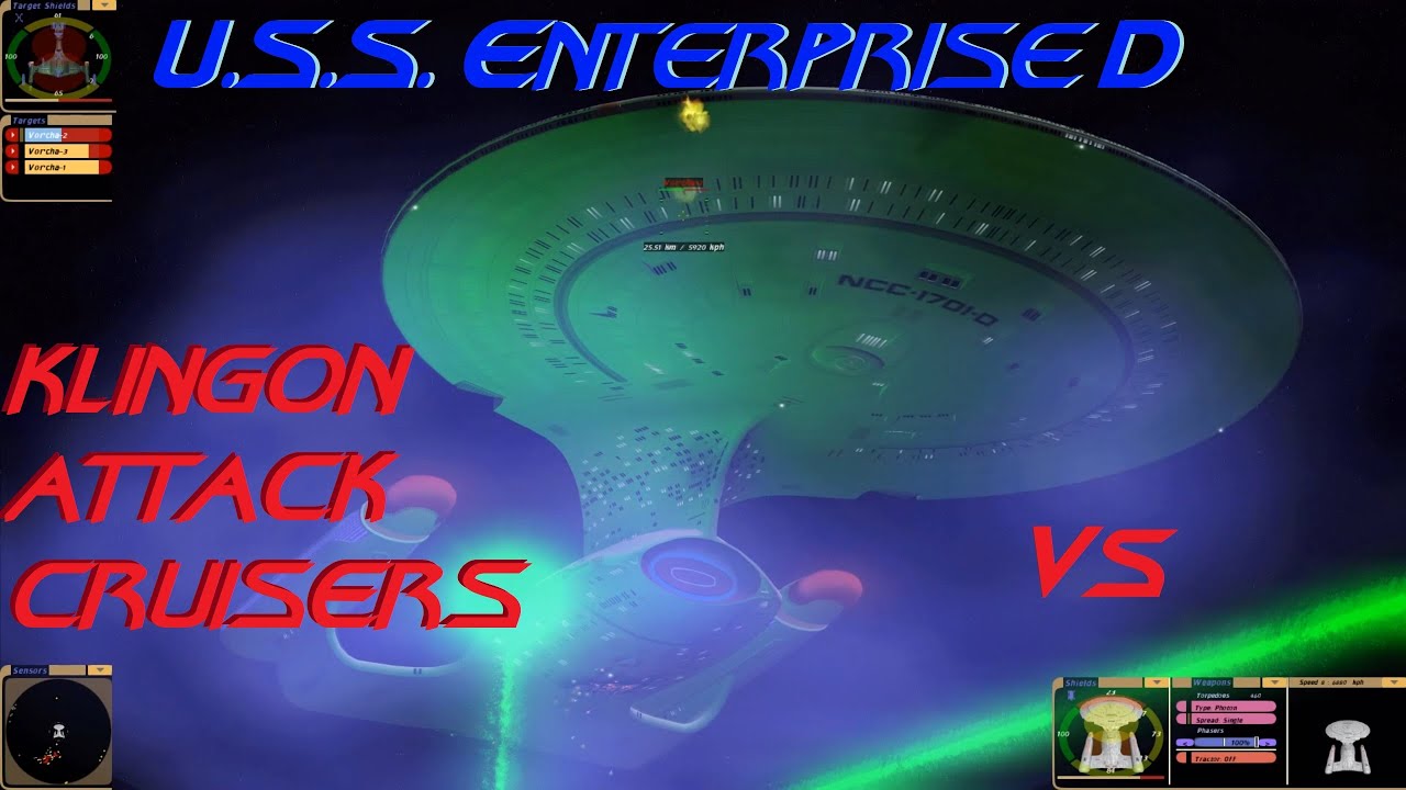 USS Enterprise D vs 3 Vor'cha Class Klingon Attack Cruisers - YouTube