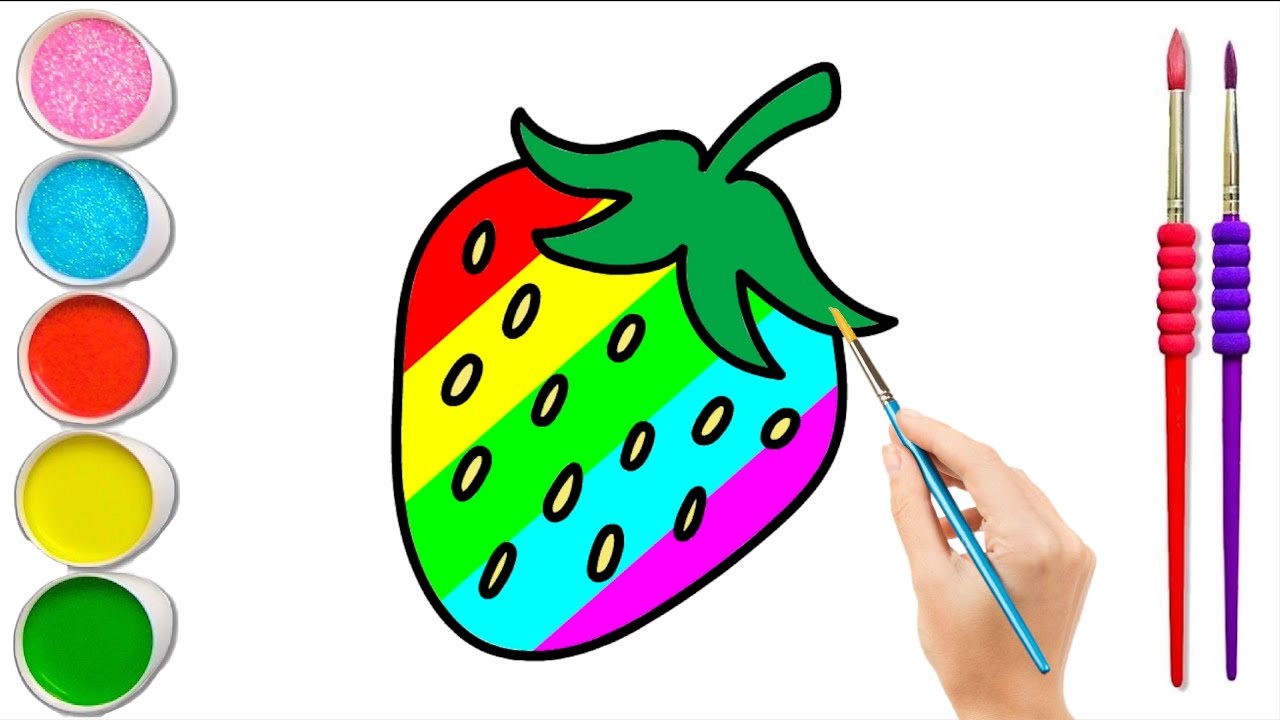 Draw & Paint Colorful Strawberry Step by Step | How to Draw - YouTube