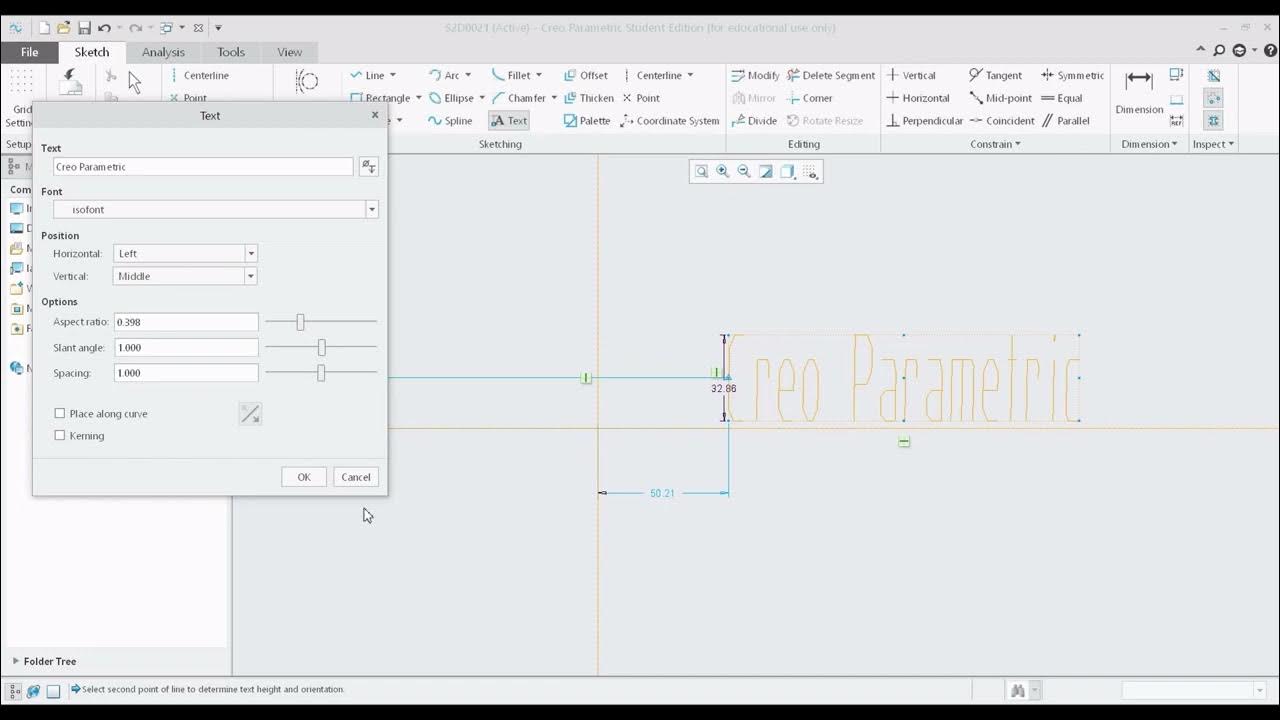 Text and offset command in Creo Parametric - YouTube
