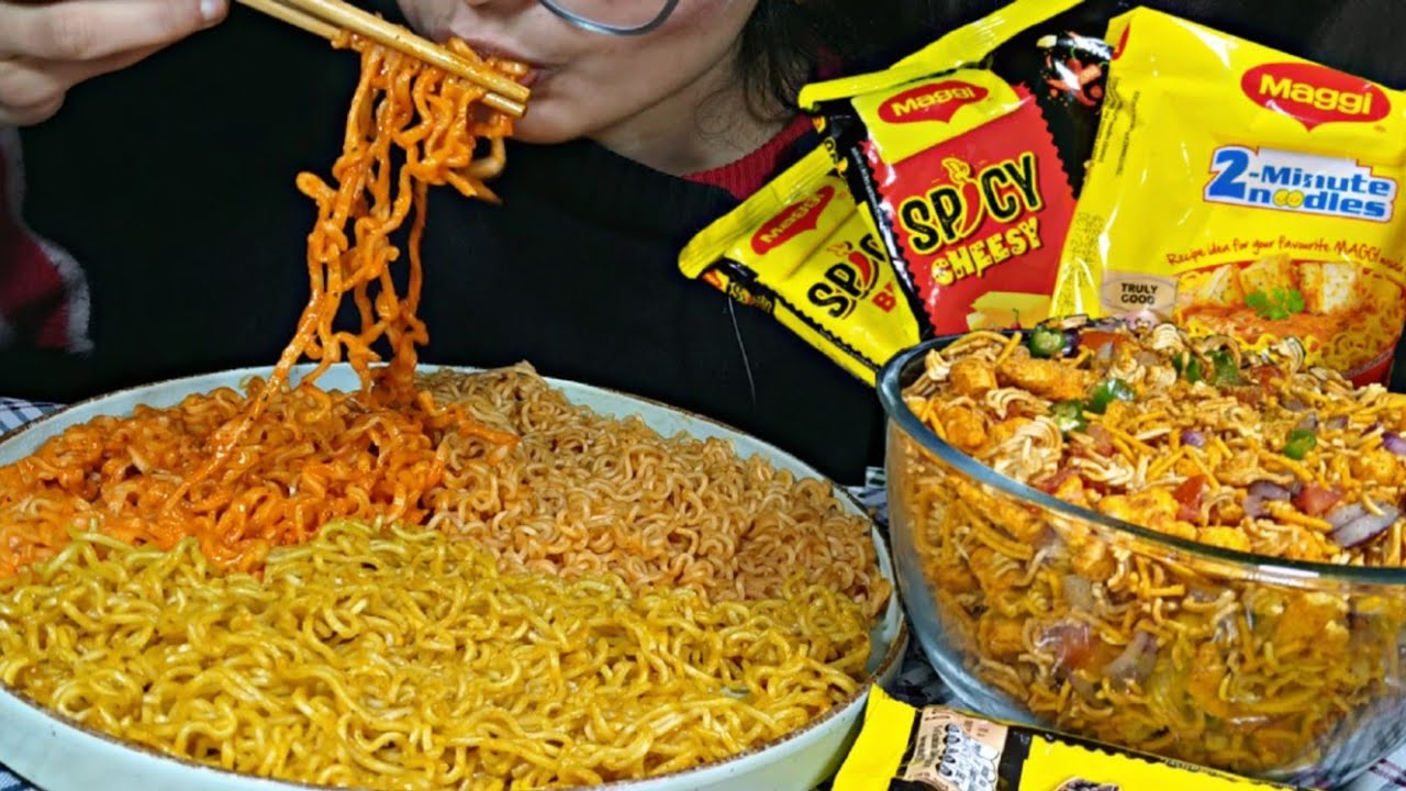 Eating different Types of🔥Maggi with Wai Wai Chat || Asmr Mukbang ...