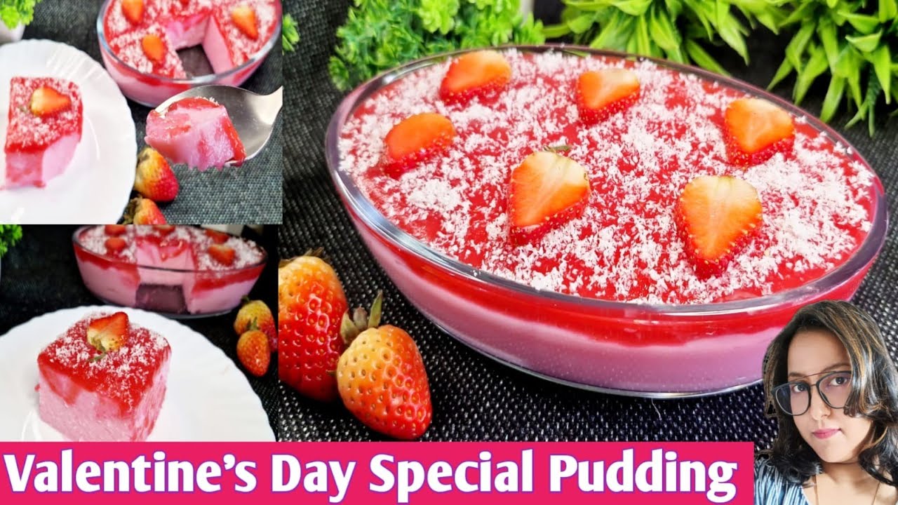 Valentine's Day Special Recipe | Strawberry Pudding 10 Min | No Gelatin ...