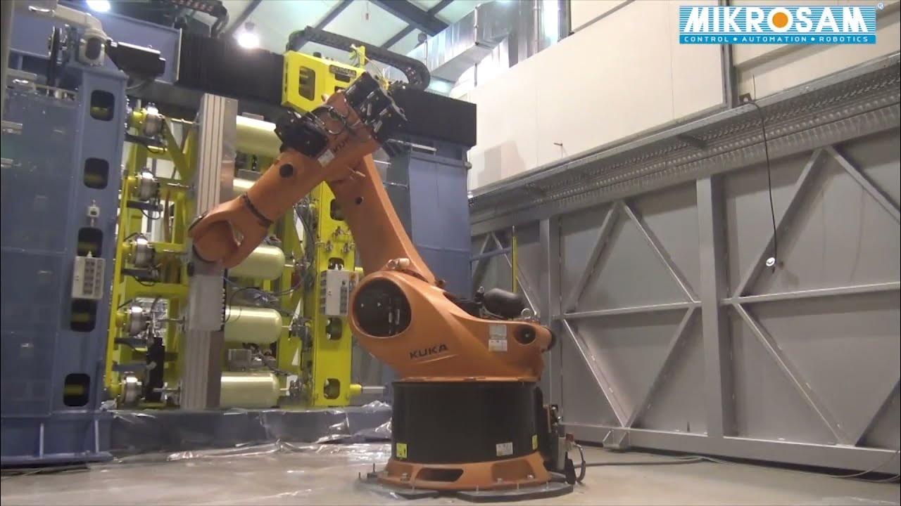 Mikrosam Automated Line for Composite LPG Tanks: Filament Winding, Handling & Curing - YouTube