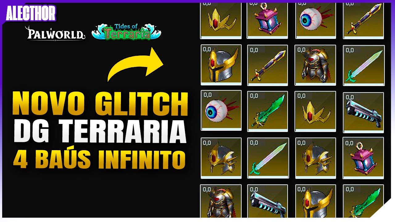 FARM 4 Baús Terraria DG Glitch (NOVO) Armas e Armaduras Lendárias no Palworld - YouTube