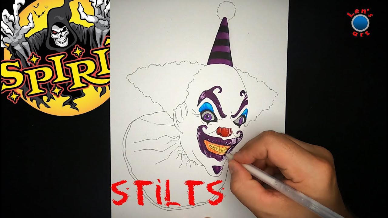 Spirit Halloween Stilts Bust Drawing - YouTube