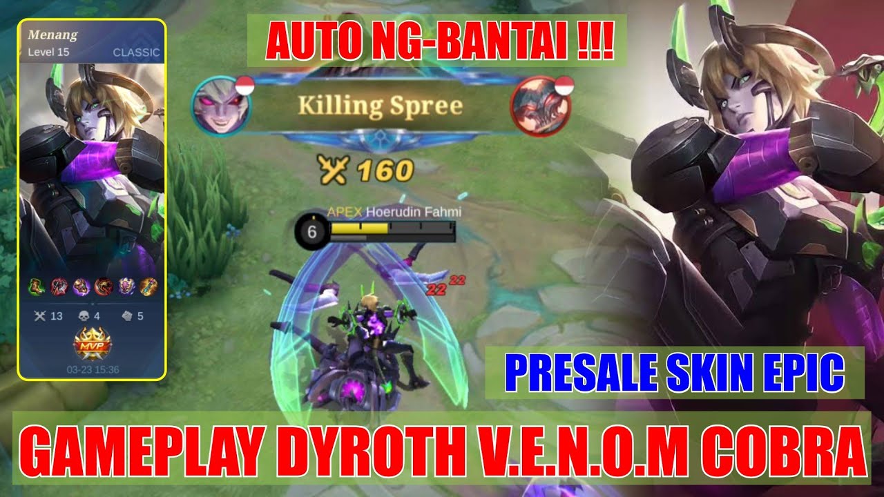Gameplay Dyroth | Skin Epic Venom Cobra | Build Tersakit 2023 - YouTube