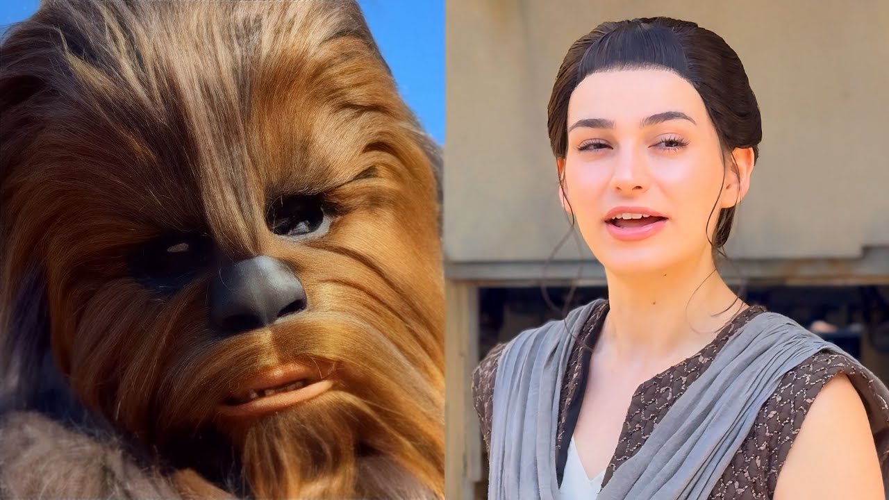 4K Meet & Greet! Rey & Chewbacca From Star Wars At Disneyland Anaheim ...