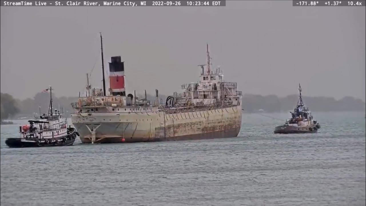 The old S.T. Crapo under scrap tow, downbound in Marine City Mi (Marine ...
