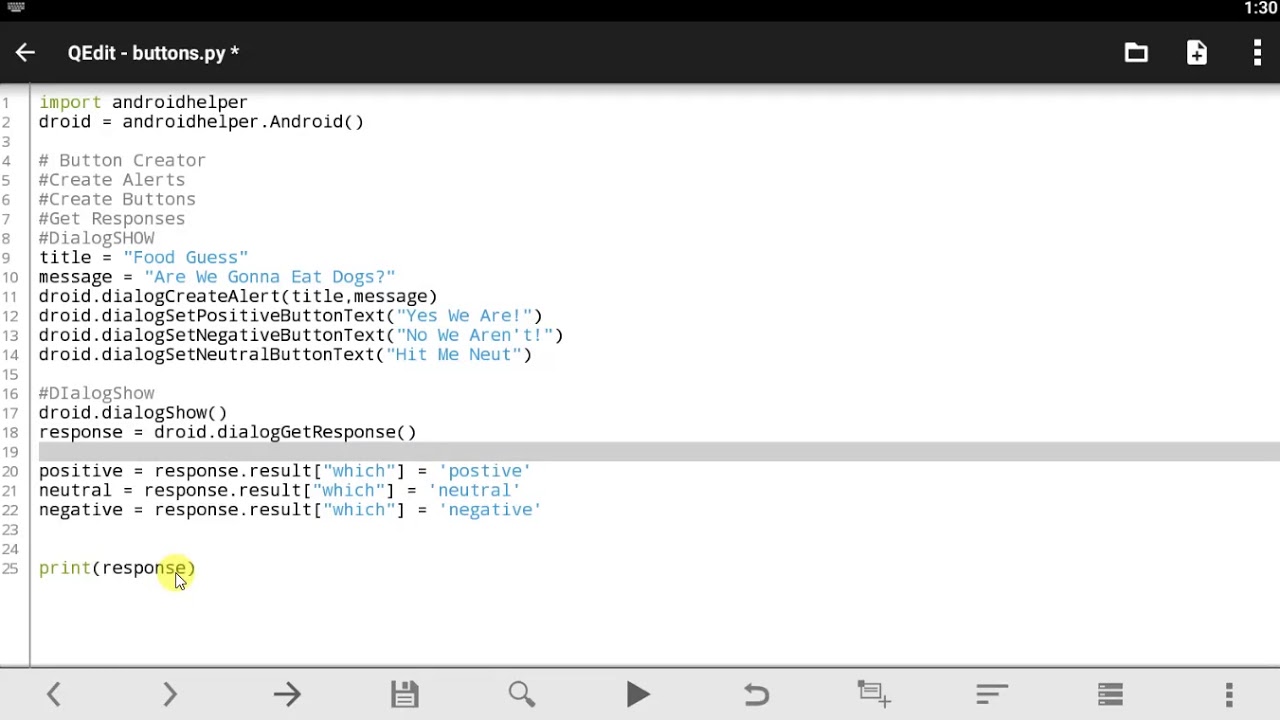 Qpython Tutorial 47 Get Response From Button Clicks Youtube 4680