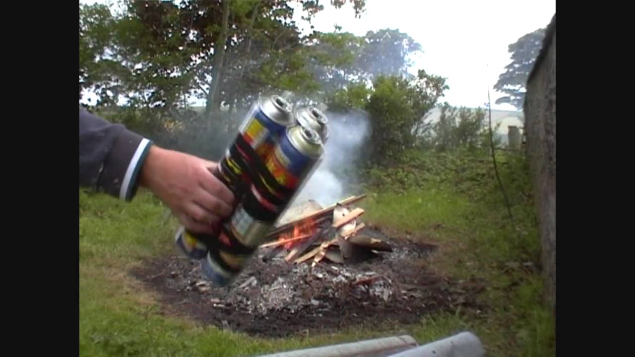 Expanding Foam Tins VS Fire = Explosion - YouTube