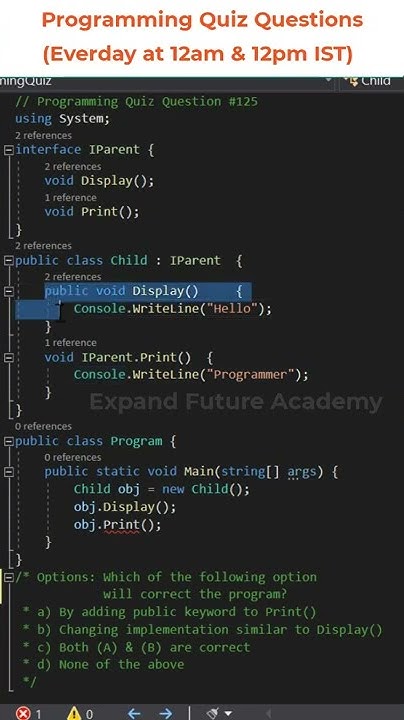 Programming Quiz Questions Q125 Expand Future Academy Shorts Csharp Dotnet Youtube 