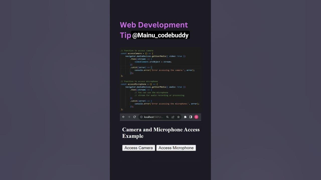Camera Access Using Javascriptdeveloper Coder Computerprogrammer 2023shorts Youtube 0176