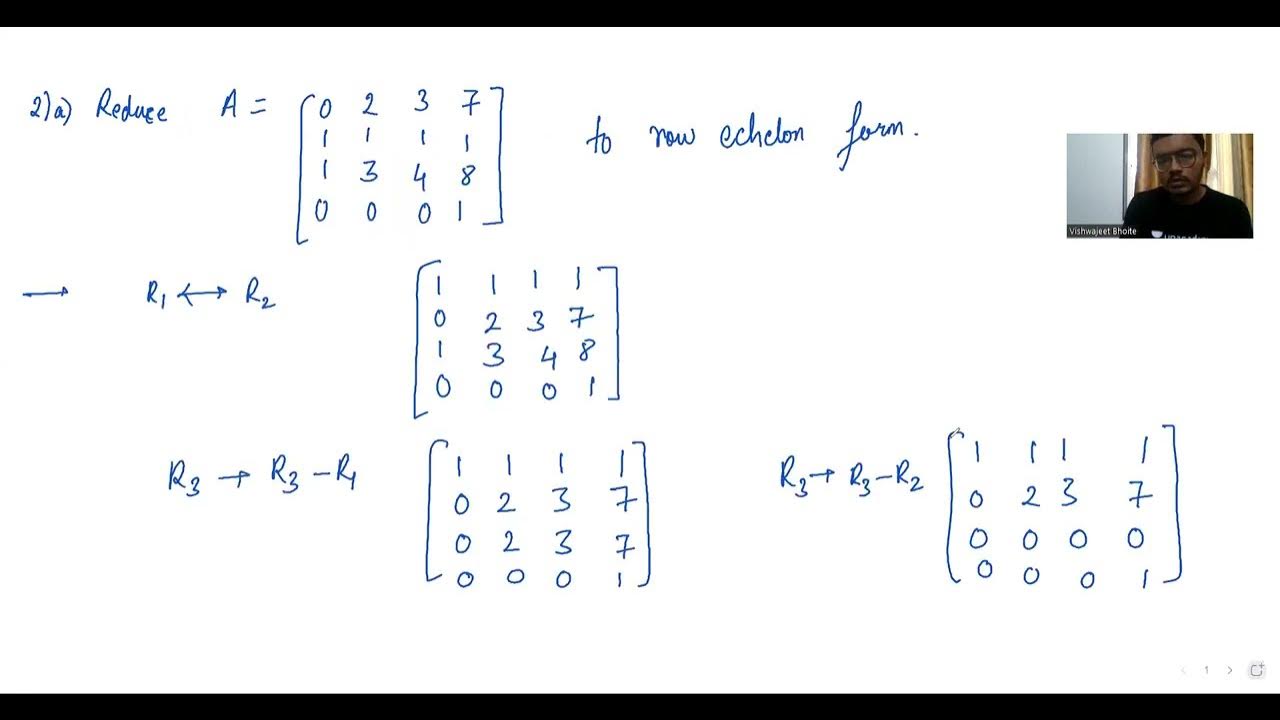 Find Row echelon form of the following 4by 4 matrix, #matrixinverse # ...