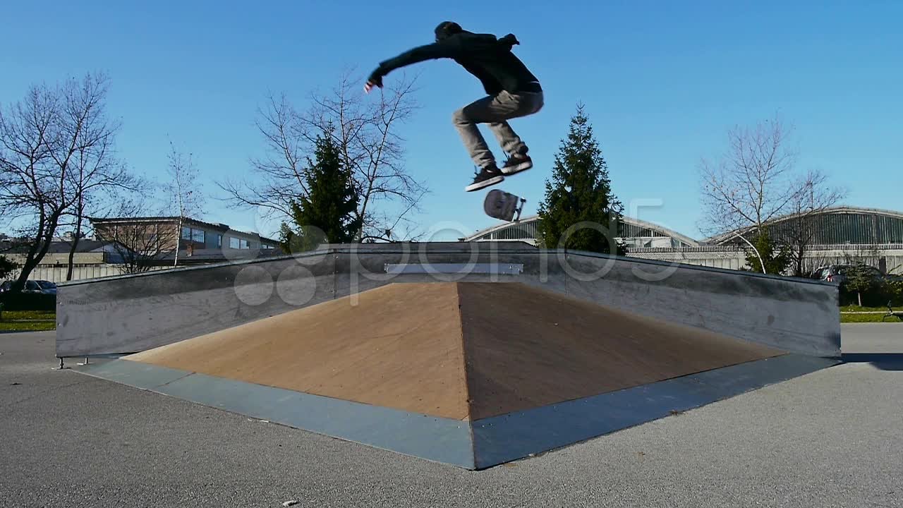 Skateboarder doing flip trick. Stock Footage - YouTube