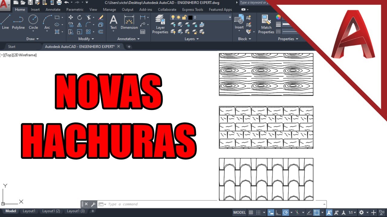 Como inserir NOVAS HACHURAS no AutoCAD - YouTube