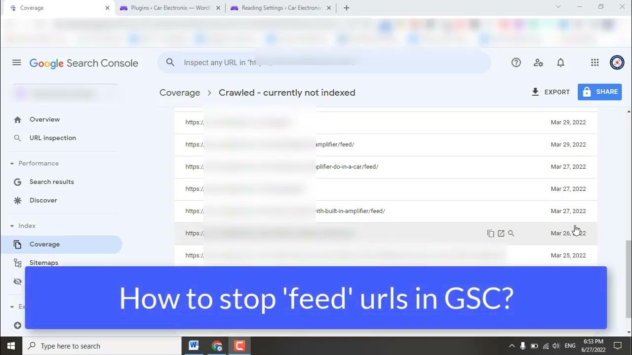 How to Stop Feed URL in Google Search Console @digitalmarketingurdu4488 - YouTube