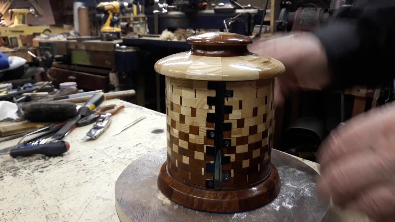 wood turning segmented trinket box. - YouTube