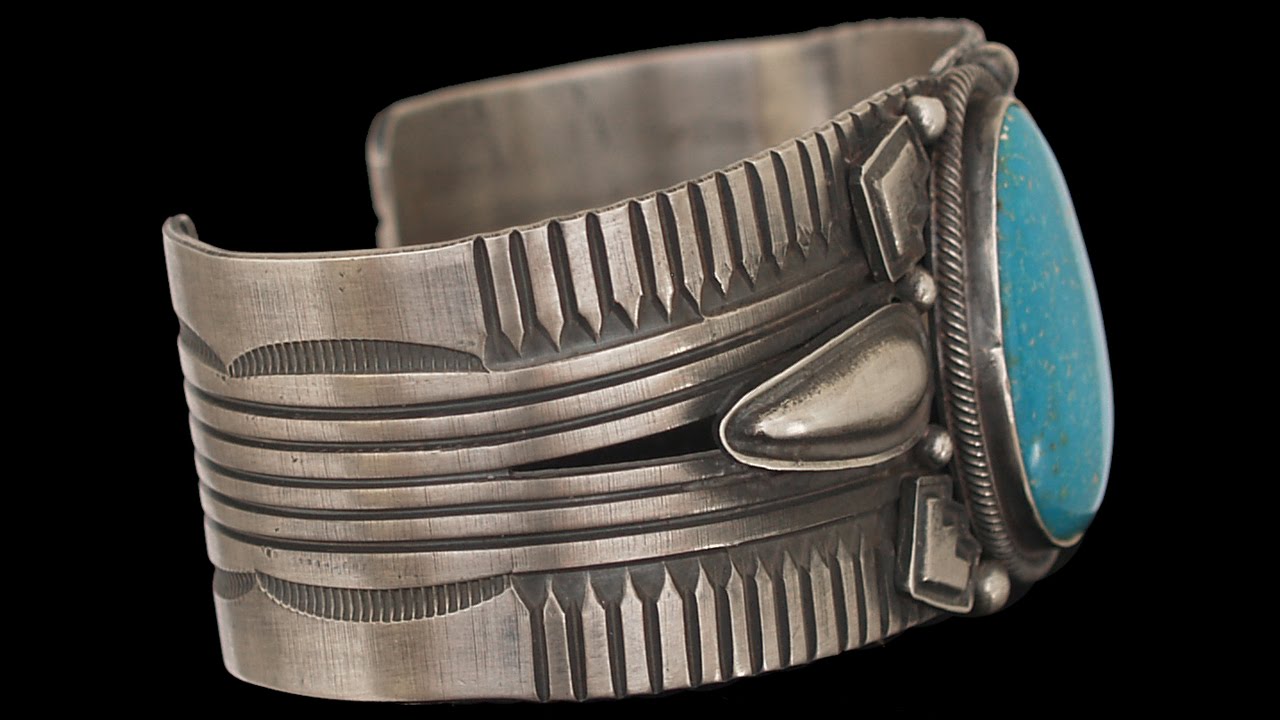 Navajo Sterling Silver Blue Gem Turquoise Bracelet by Derrick Gordon ...