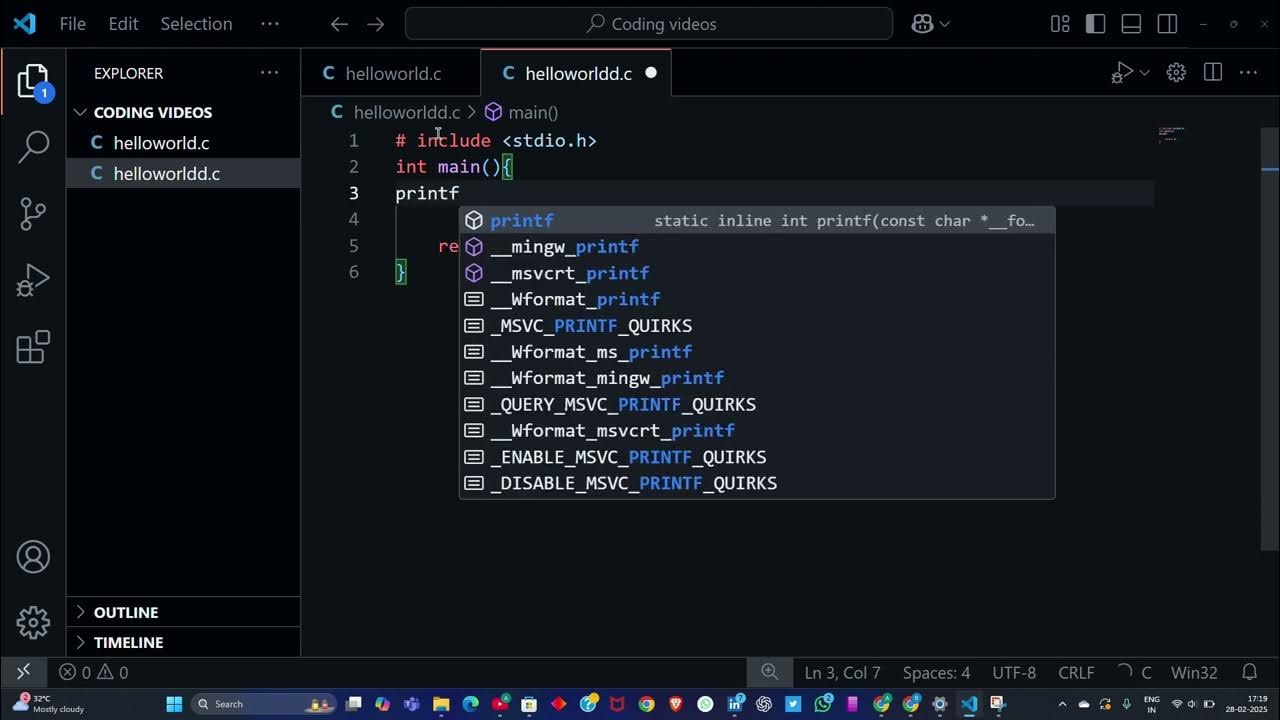How to write "Hello world" Code in C Language! - YouTube